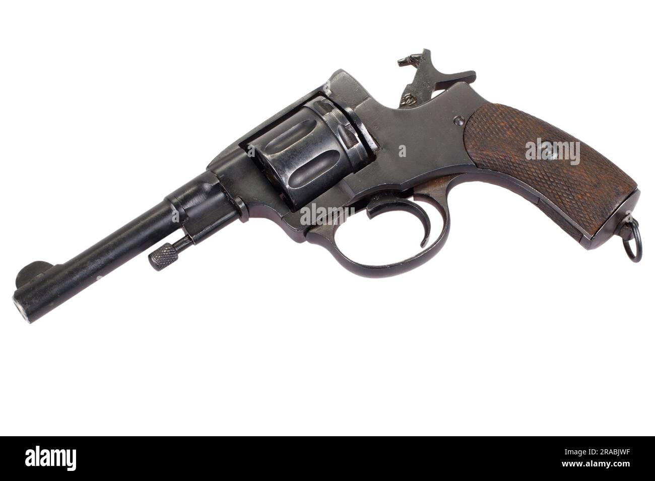 Cocked russian revolver isolated on a white background Stock Photo - Alamy
