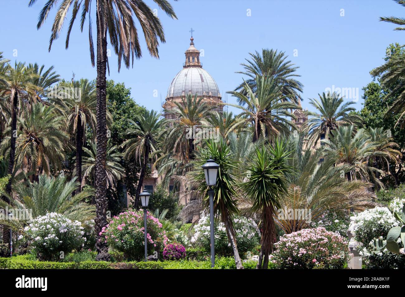 The dome of Palermo Cathedral from the park of Villa Bonanno, Palermo ...
