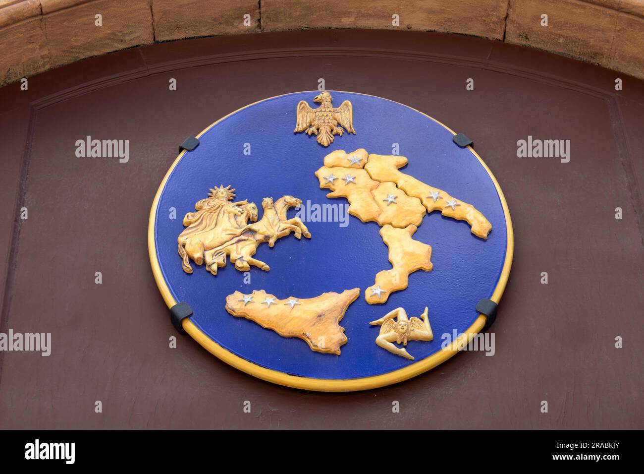 Map of lower Italy and Sicily, with Sicilian symbols, Palermo, Sicily ...