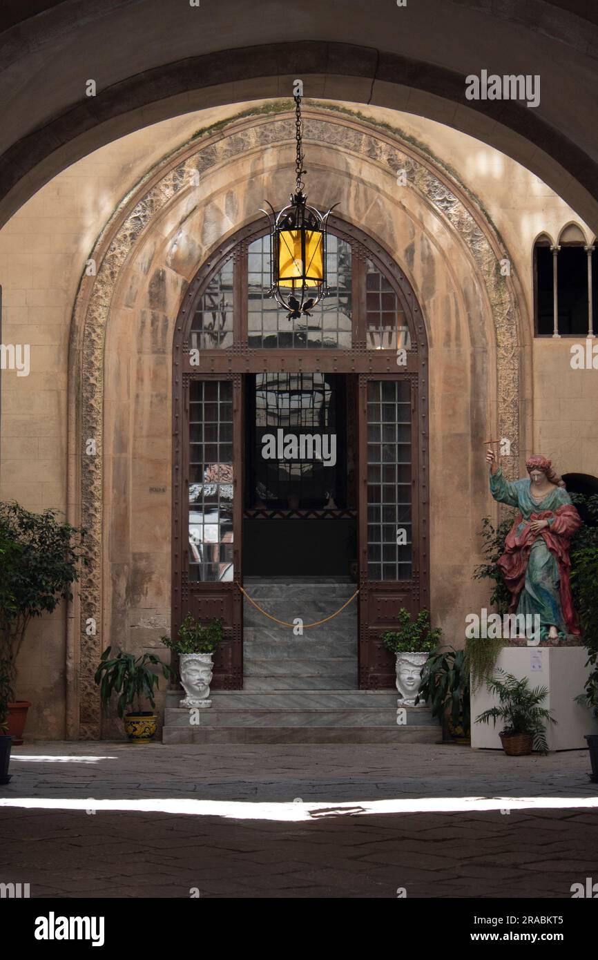 Entrance to the Palazzo Alliata Villafranca an Art museum in Palermo ...