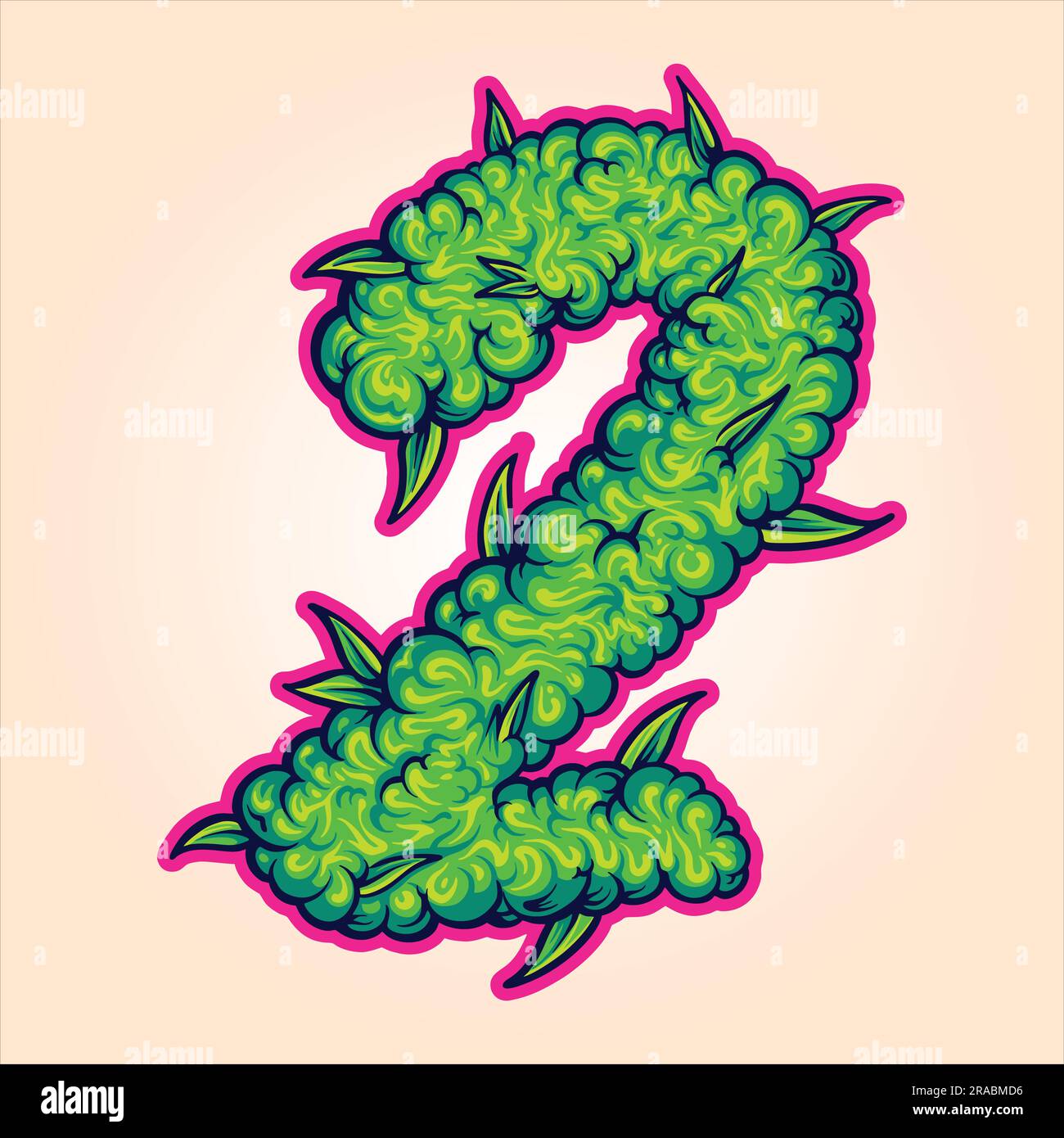 Marijuana blossom bold monogram number two vector illustrations for ...