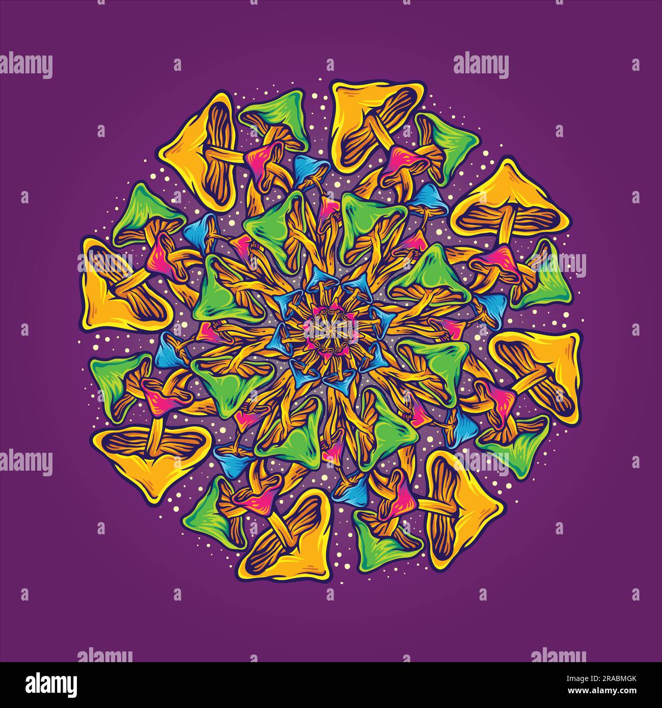 Ornate mushroom mandala with sacred geometry vector illustrations for ...