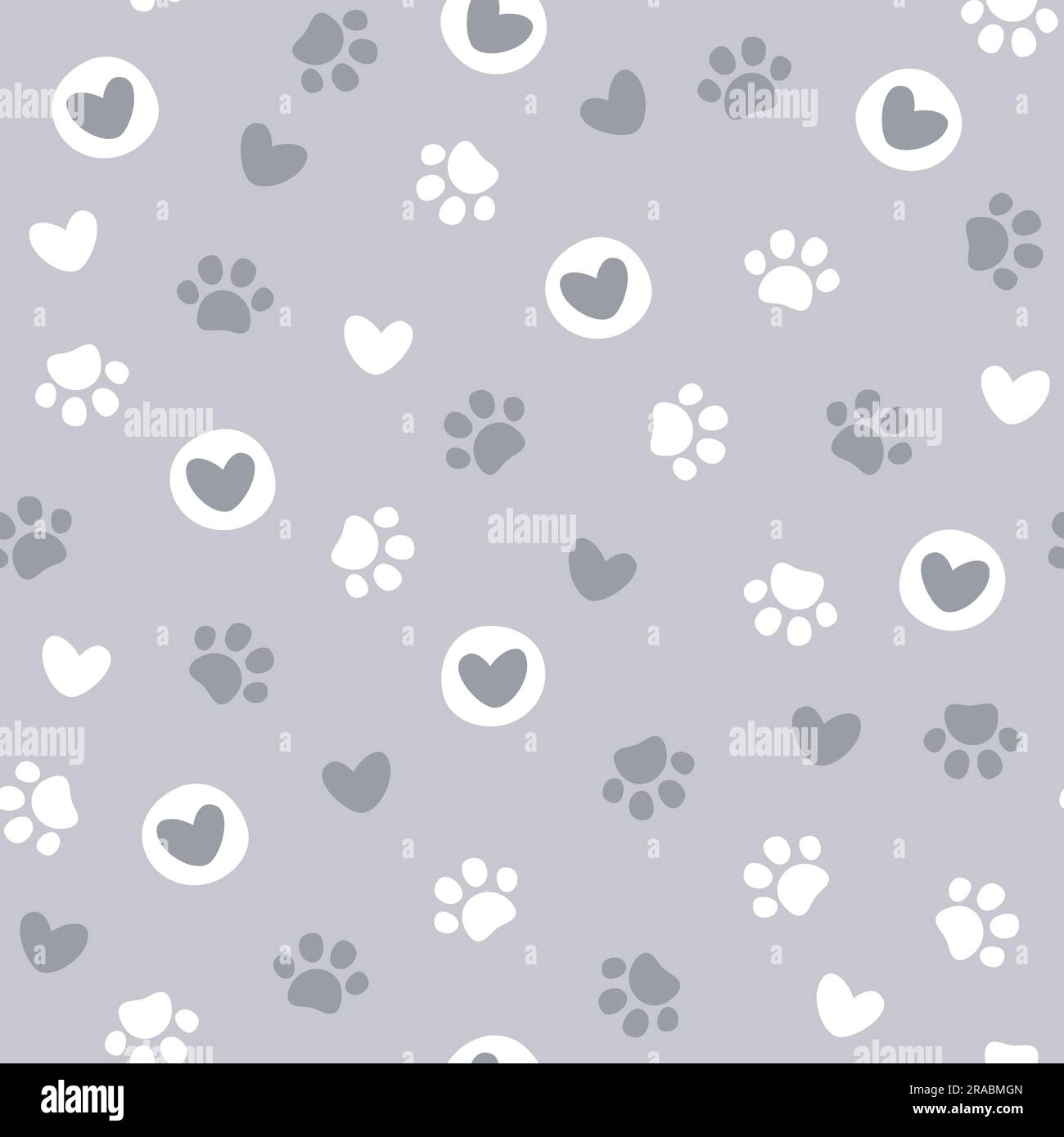 Pet paw seamless pattern. Vector illustration with paw and hearts on ...