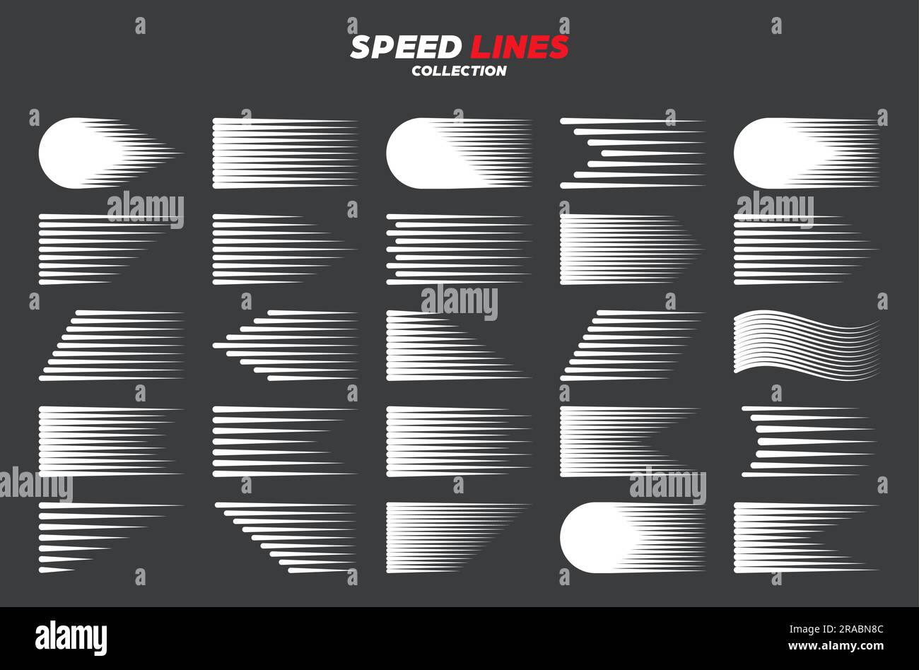 White cartoon or comic speed lines with round corners. Simple line with ...