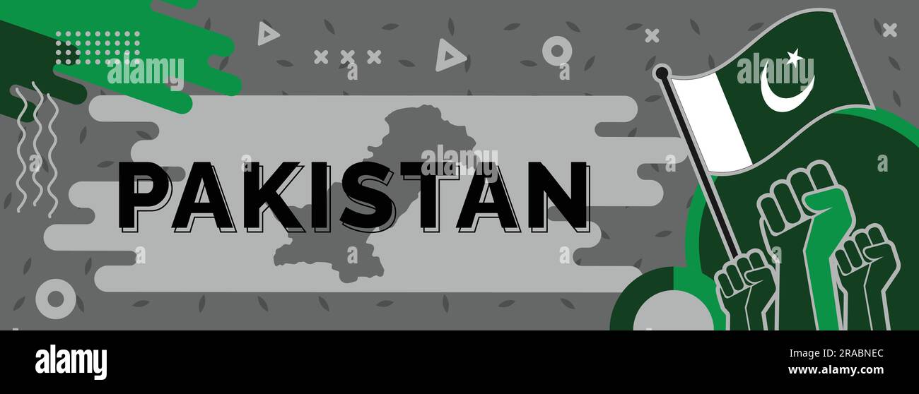 Pakistan National day banner for Independence day with abstract modern ...