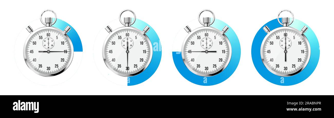 Realistic classic stopwatch. Shiny metal chronometer, time counter with ...
