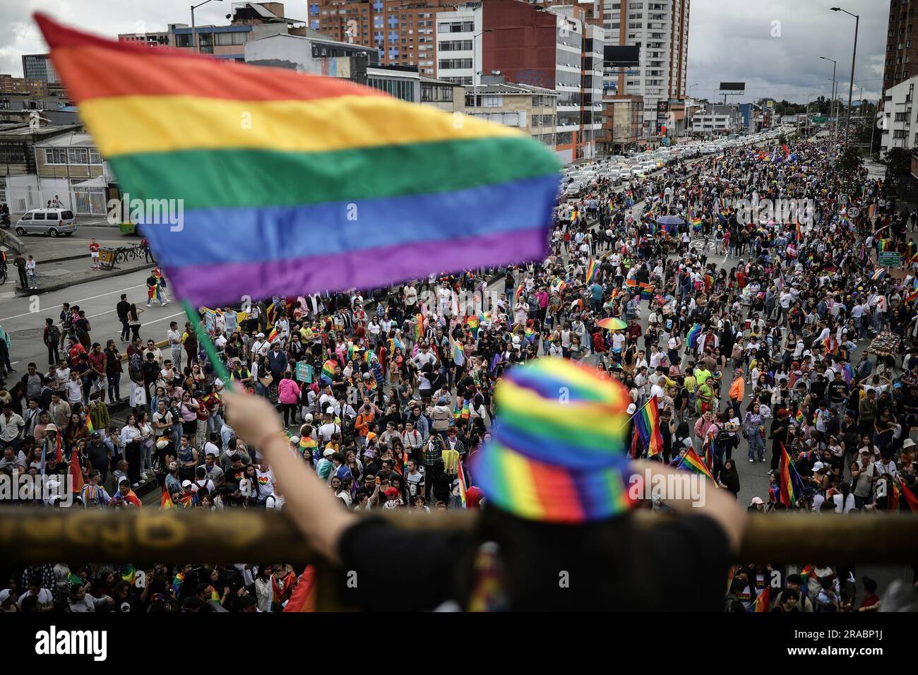 Revelers march in the Gay Pride parade in Bogota, Colombia, Sunday ...