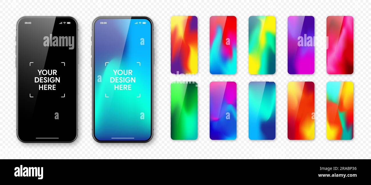 Smartphone with blank touch screen and abstract colorful background ...