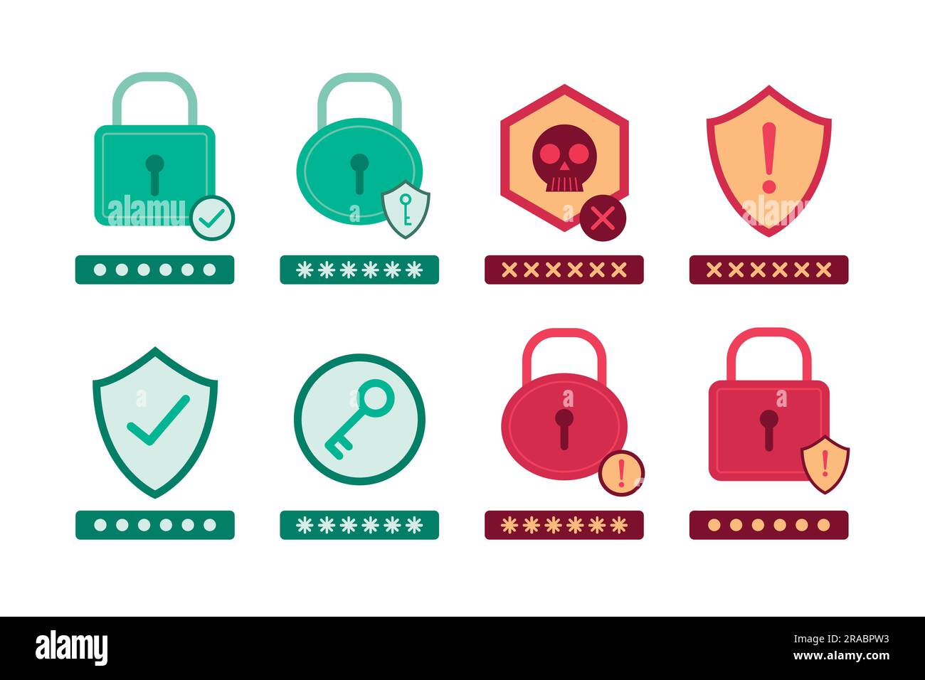 Set of Key and Padlock Symbols for Cyber Security Warning Concept ...