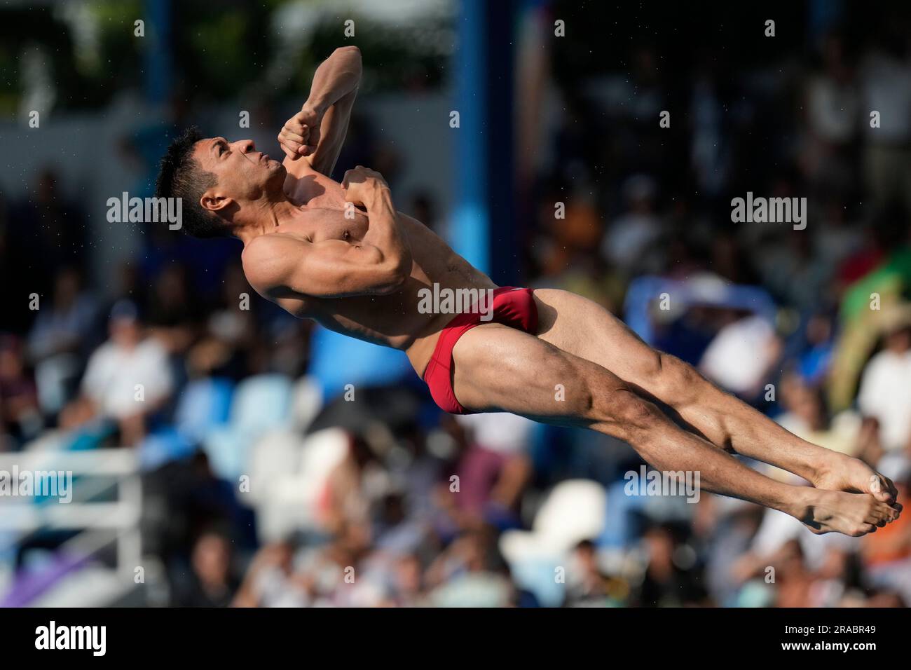 Mexico's Diego Garcia competes in the men's diving 3-meter springboard ...