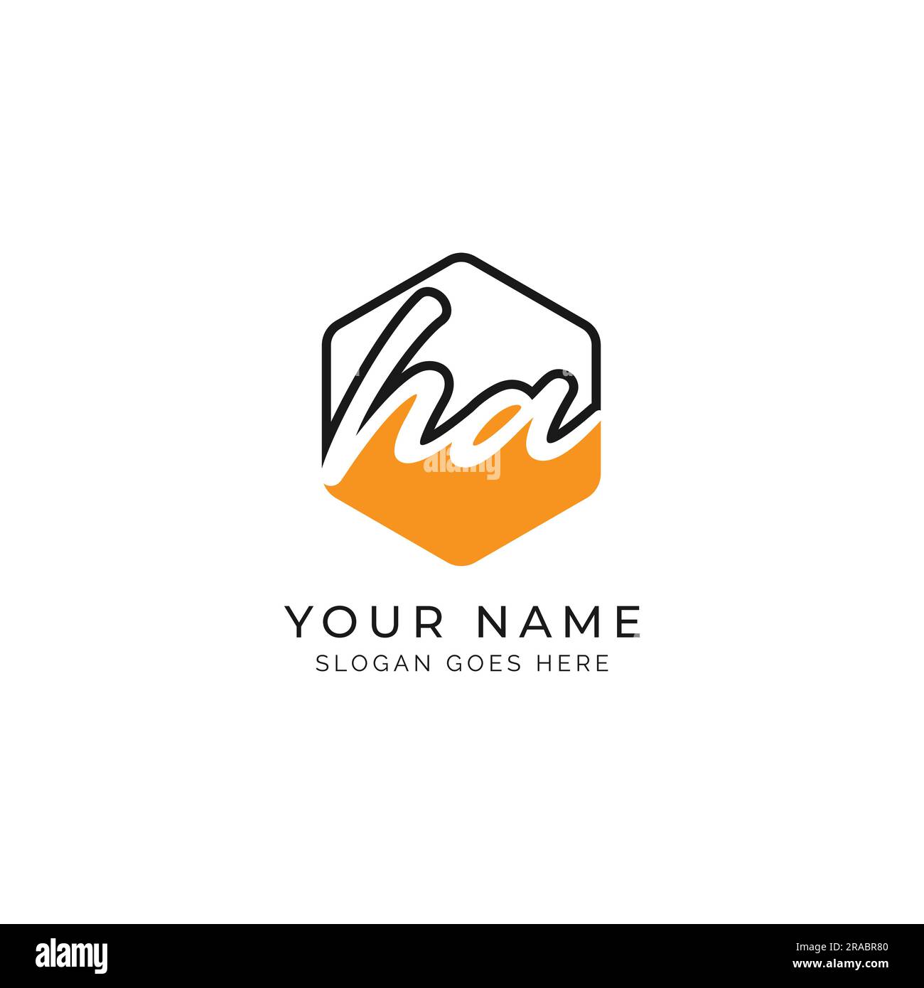 H A Ha Initial Letter Handwritten And Signature Vector Image Template In Hexagon Shape Log