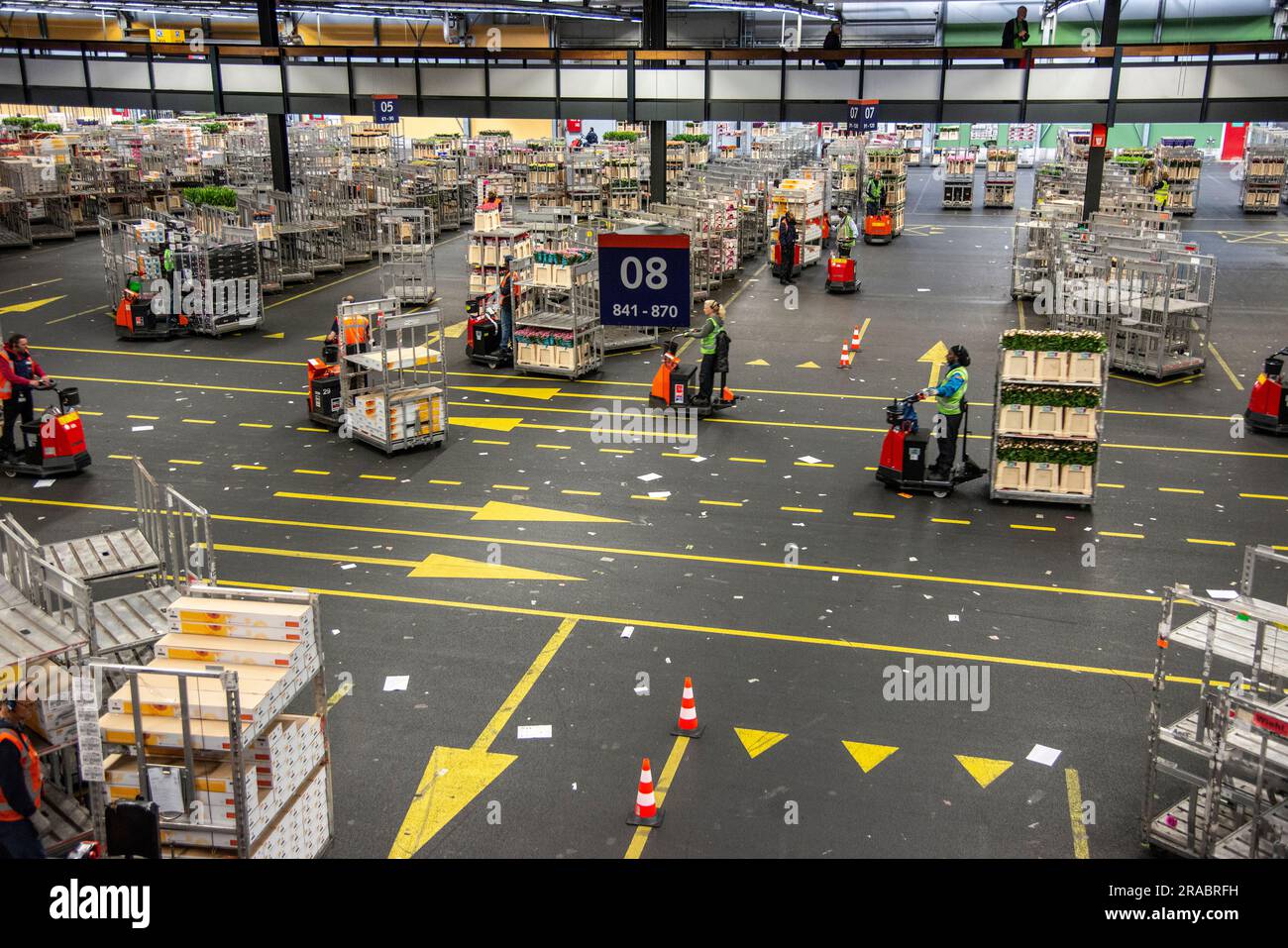 tugger carts and flower boxes at Flora Holland flower auction in the ...
