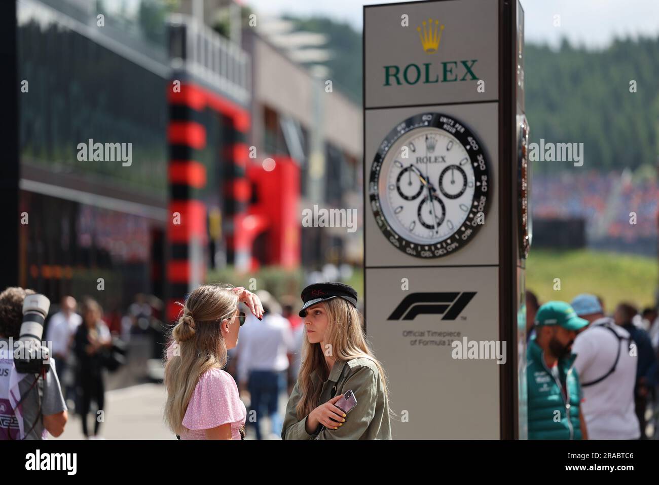 Guests in the paddock under ROLEX clock and Logo during the Race on ...
