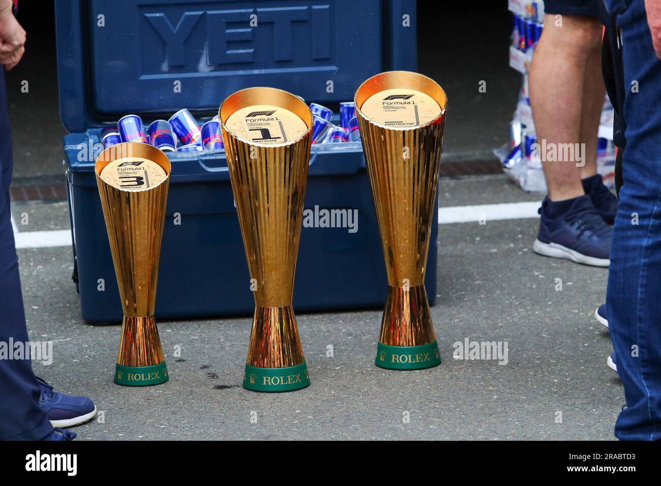 Oracle Red Bull Racing Celebrating Winners trophy during the Race on ...