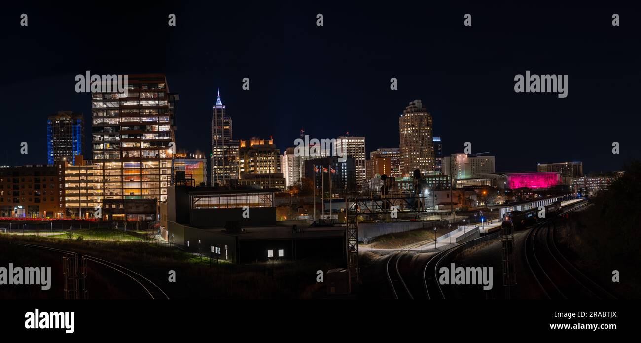 Raleigh night skyline hi-res stock photography and images - Alamy