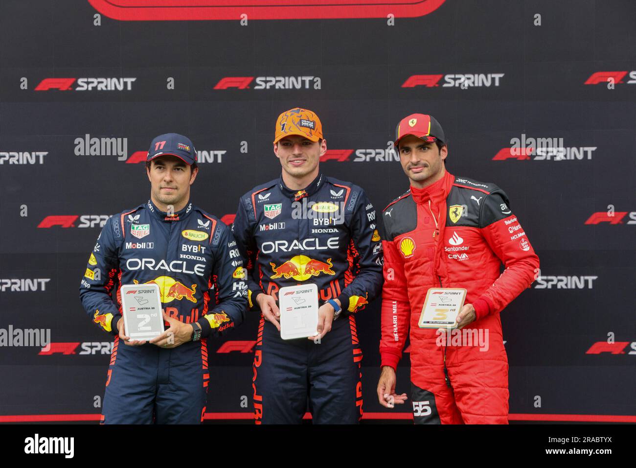 Sergio Perez (MEX) Redbull Racing RB19 Max Verstappen (NED) Redbull ...