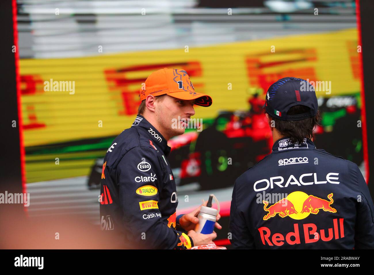 Max Verstappen (NED) Redbull Racing RB19 and Sergio Perez (MEX) Redbull ...