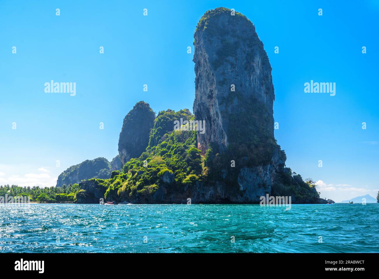Cliff rock in azure water, Ko Rang Nok, Ao Phra Nang Beach, Ao Nang ...