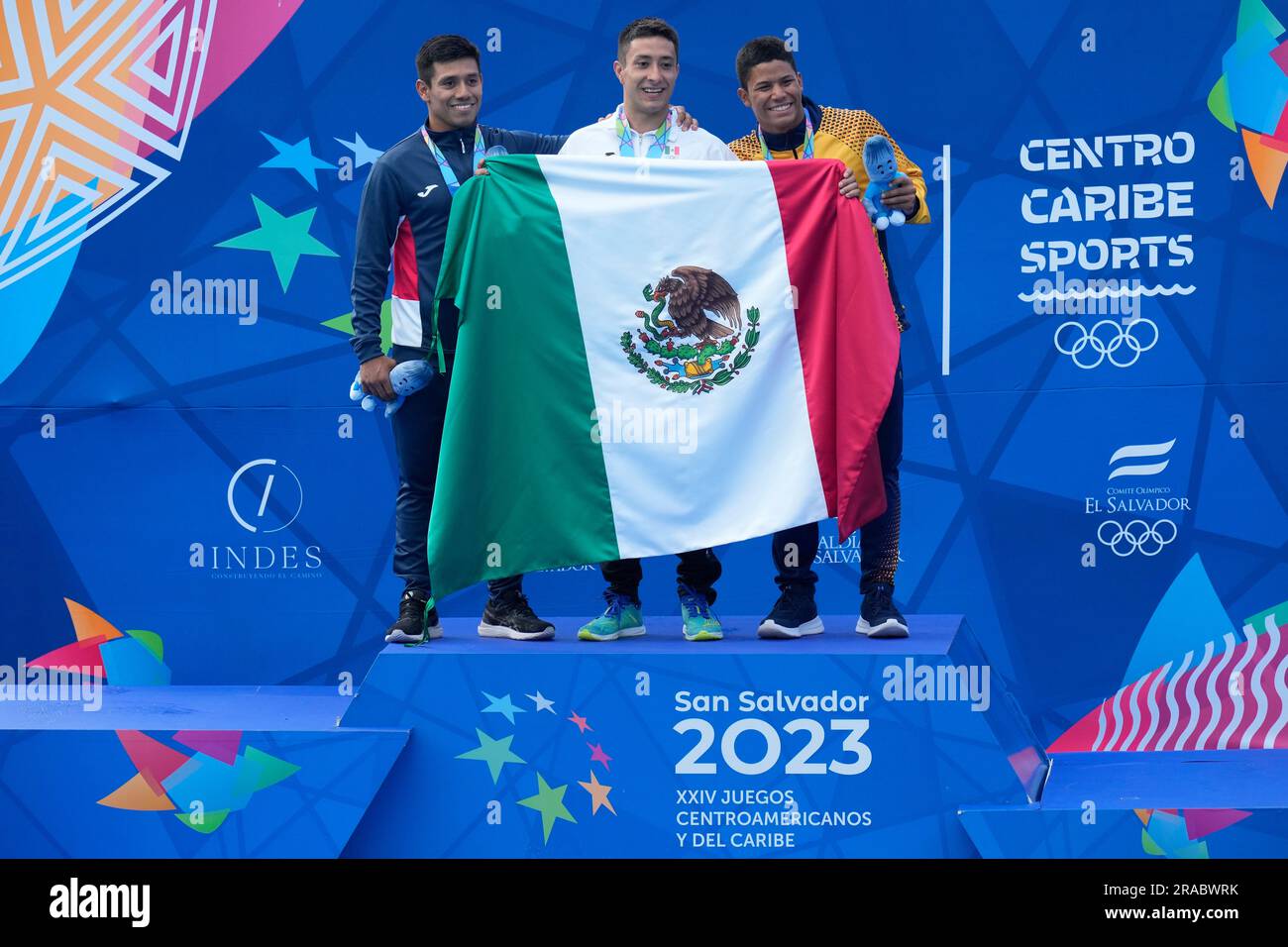 Silver medalist Jonathan Ruvalcaba of the Dominican Republic, left ...