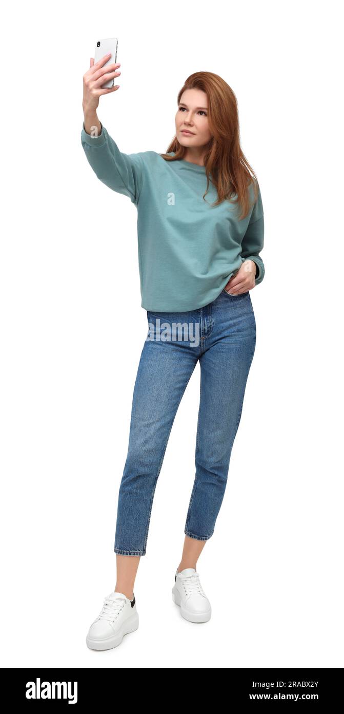 Portrait woman selfie on Cut Out Stock Images & Pictures - Alamy