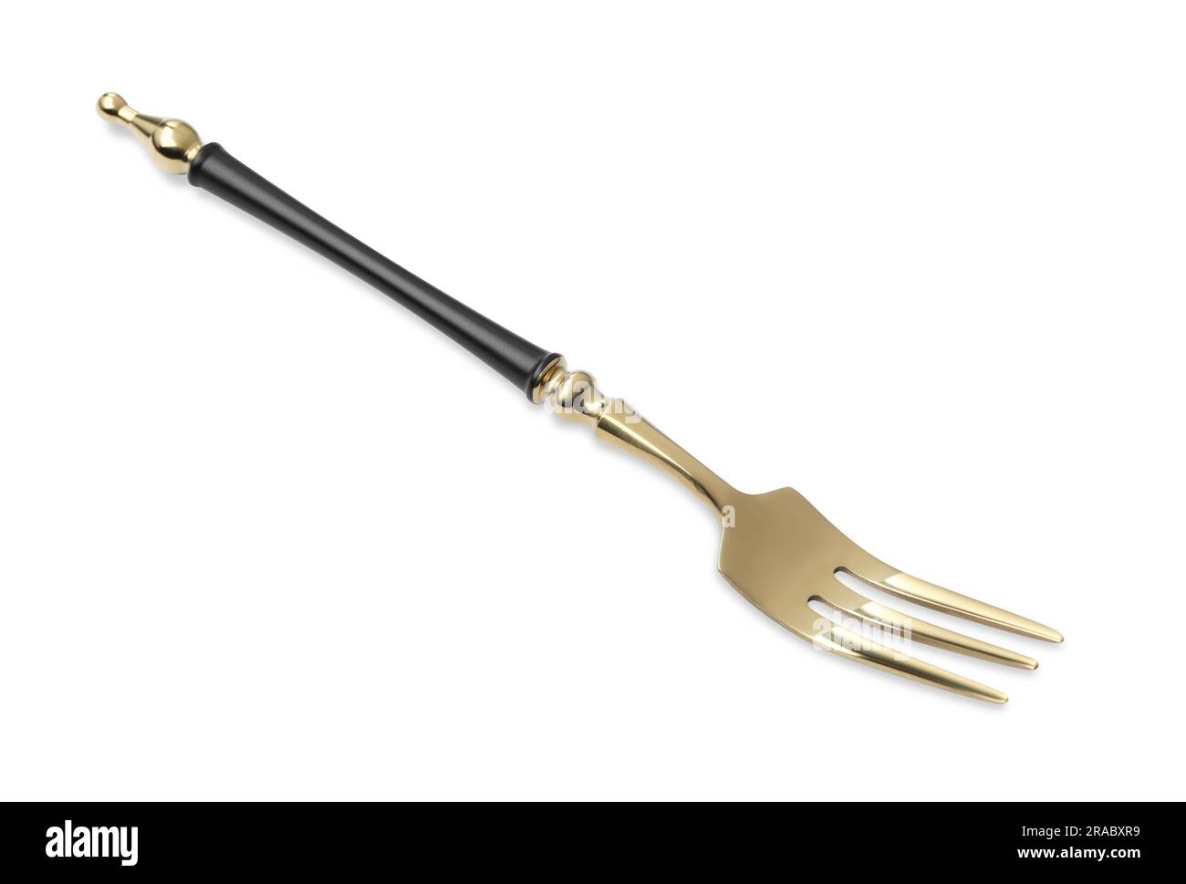 Clean shiny golden fork isolated on white Stock Photo - Alamy