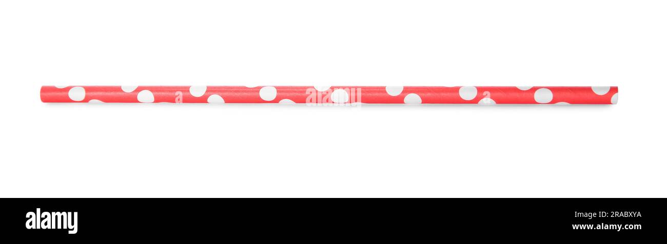 One dotted paper straw for drinking isolated on white Stock Photo - Alamy