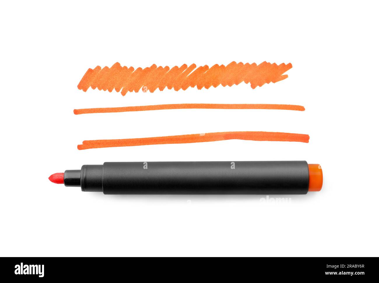 Different stripes drawn with orange marker and highlighter isolated on ...