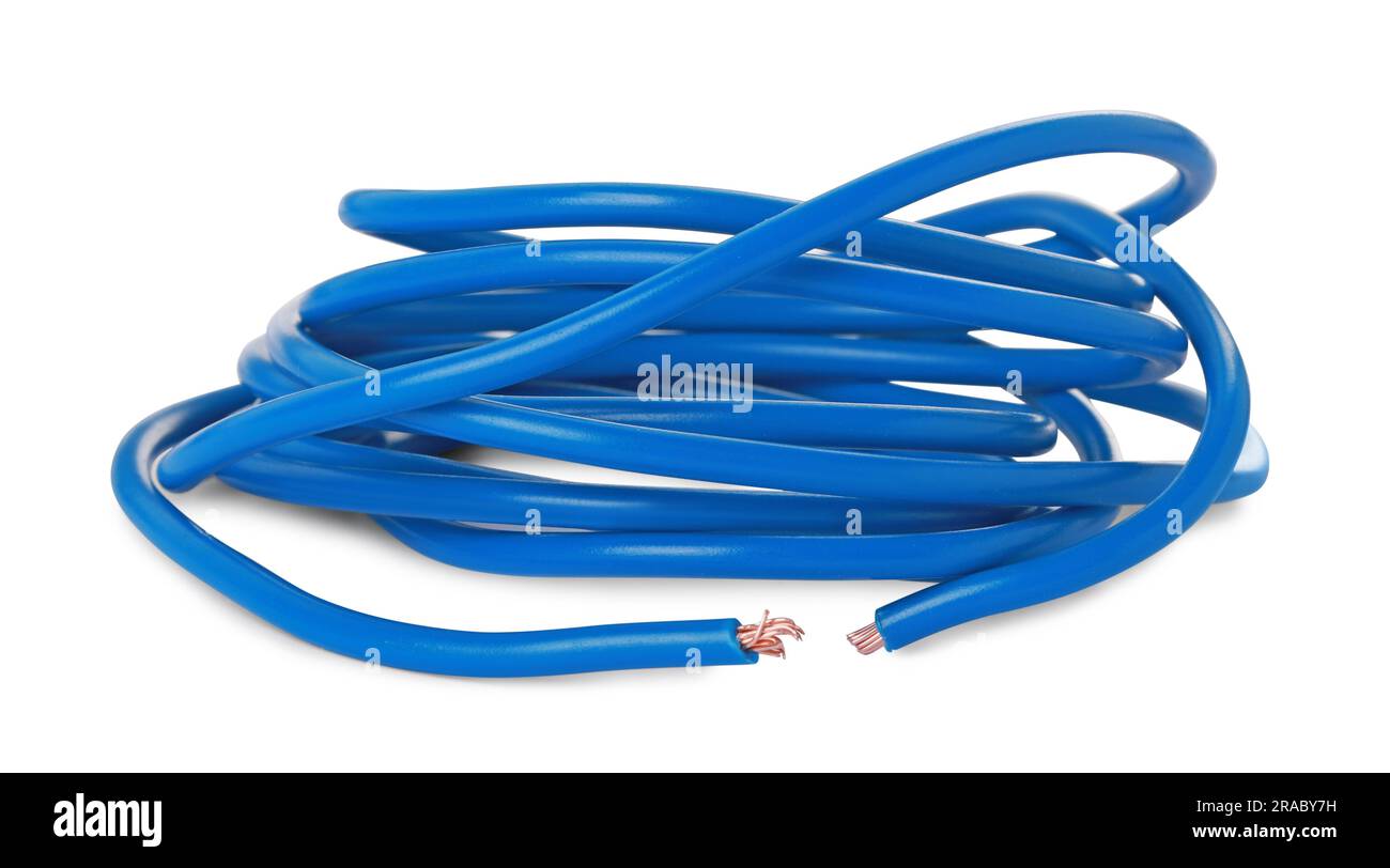 One new electrical wire isolated on white Stock Photo - Alamy