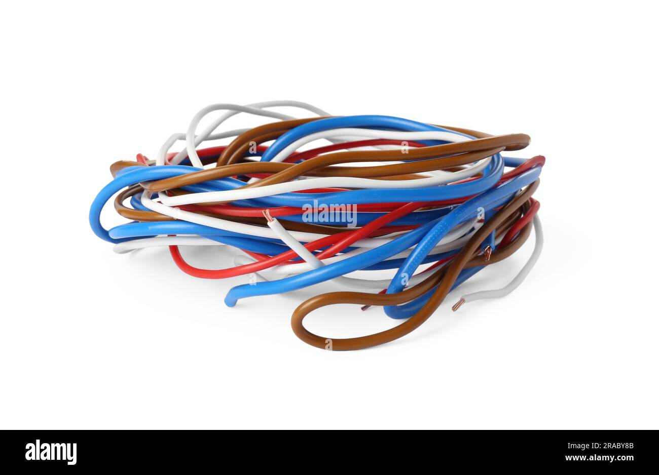 New colorful electrical wires isolated on white Stock Photo - Alamy