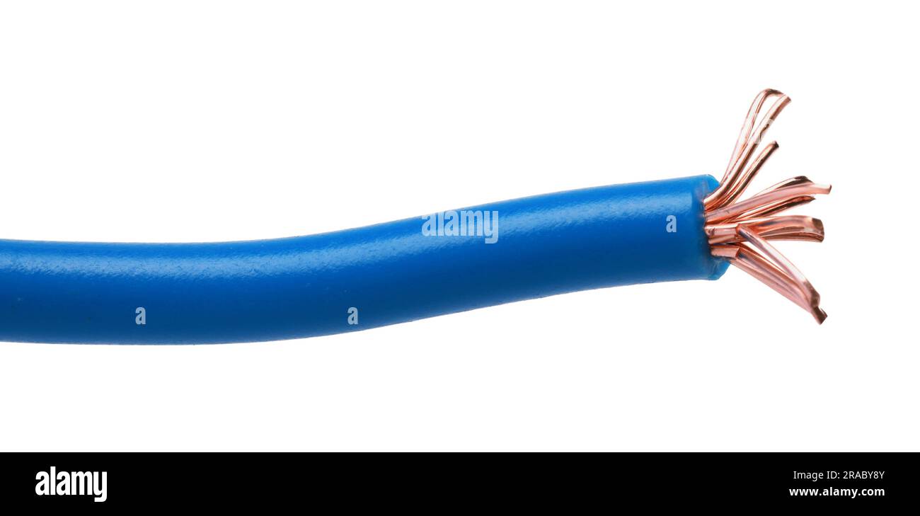 One new electrical wire isolated on white Stock Photo - Alamy
