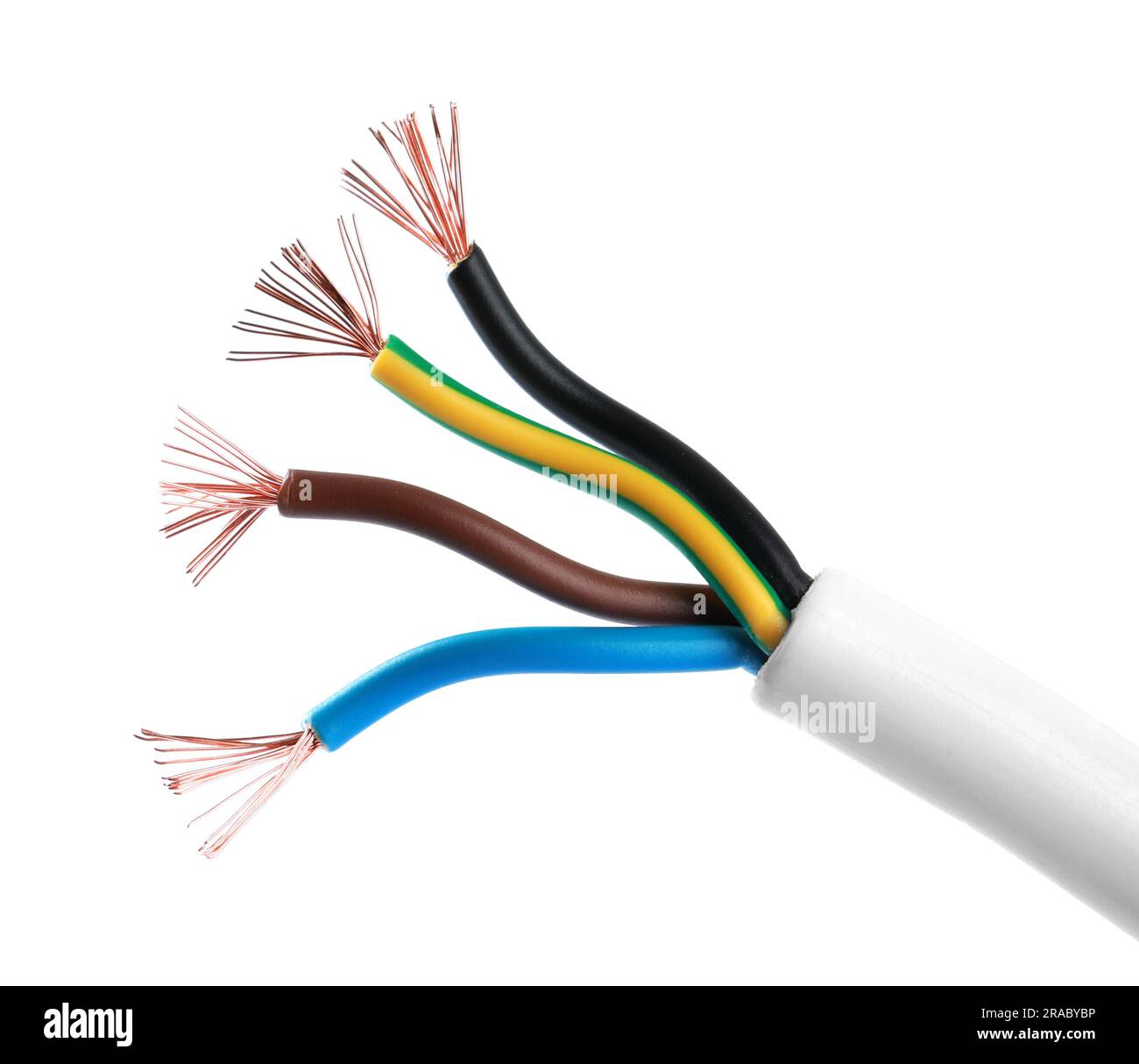 One new electrical wire isolated on white Stock Photo - Alamy