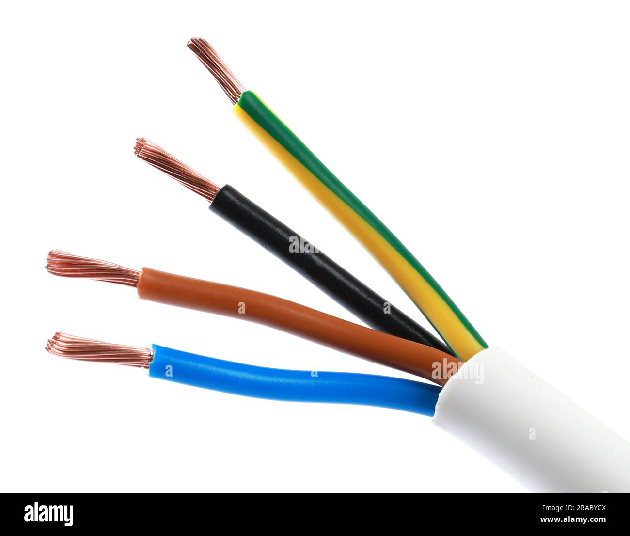 One new electrical wire isolated on white Stock Photo - Alamy