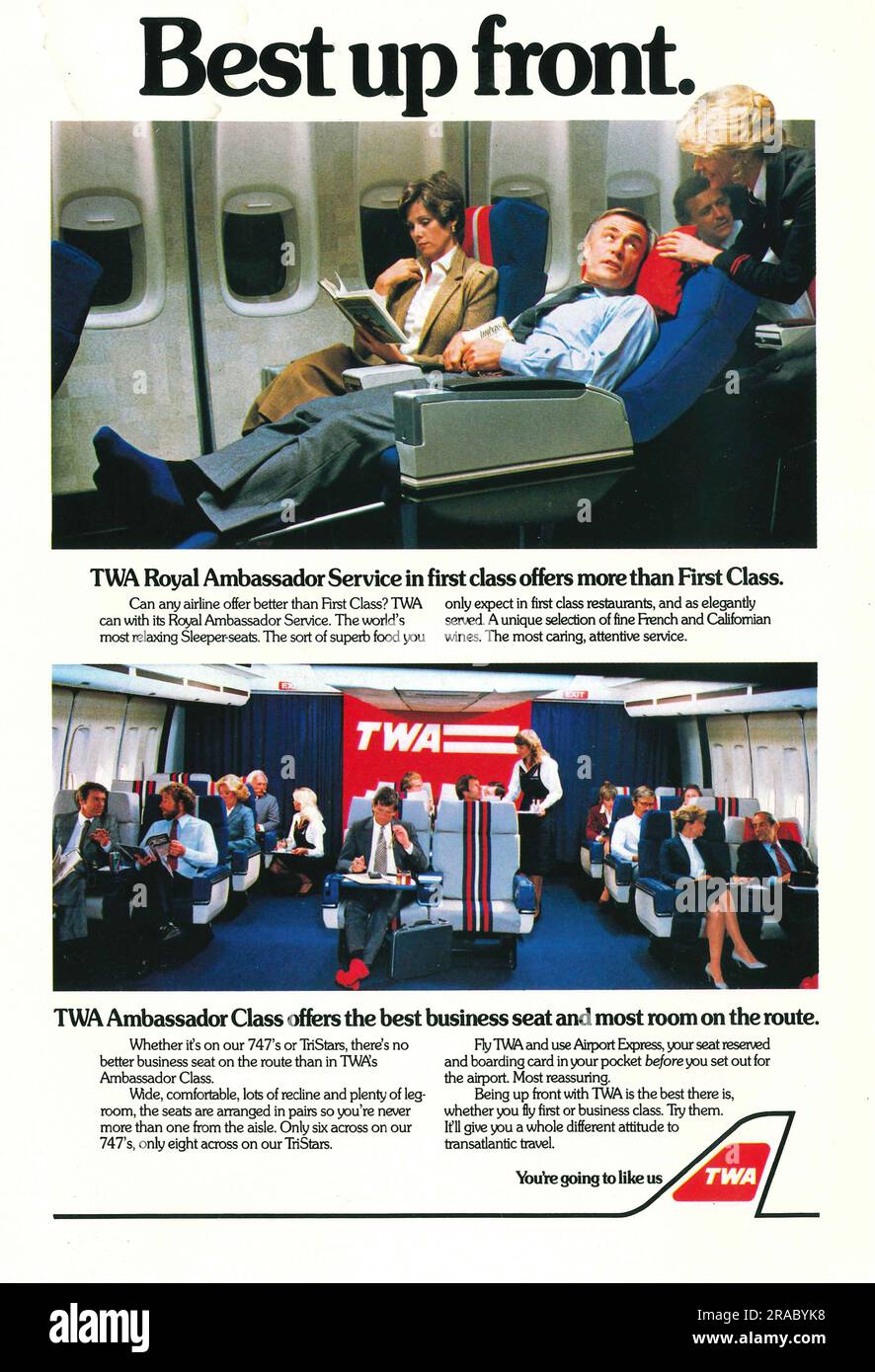 TWA Ambassador class, Trans world airlines advert in a Natgeo magazine ...