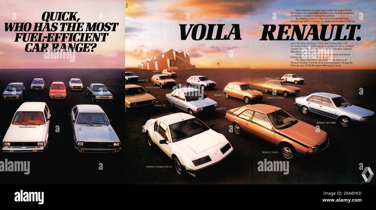 Renault advert in a Natgeo magazine December 1982 Stock Photo - Alamy