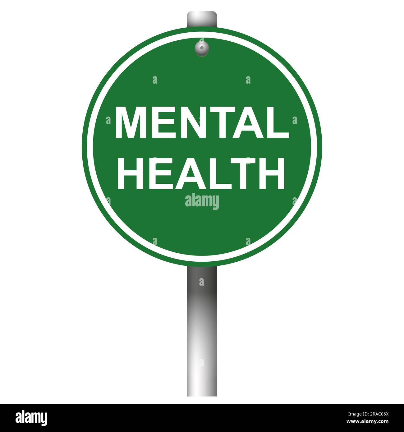 Green road sign with words Mental Health on white background Stock ...