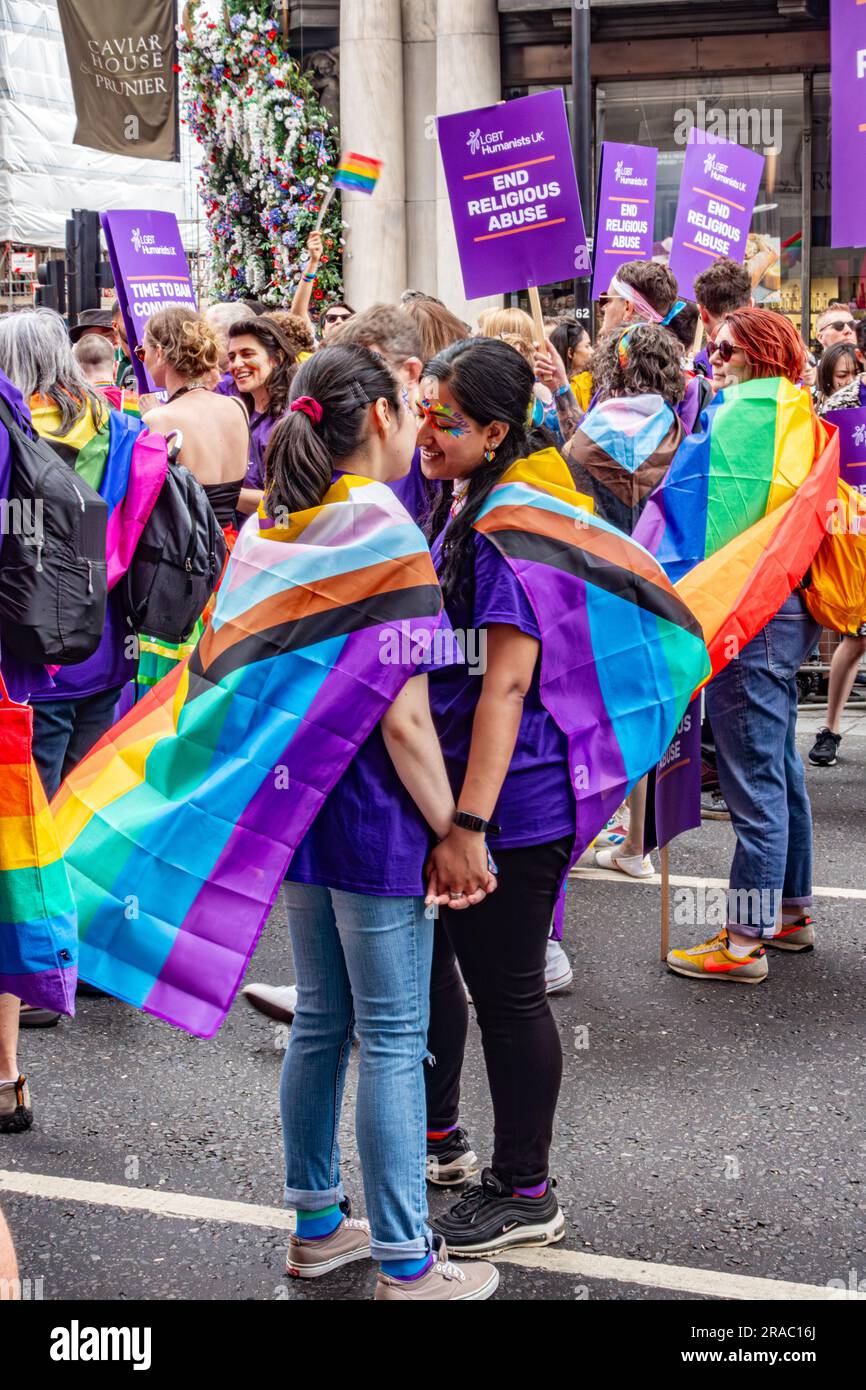 Participants representing LGBT Humanists UK in the annual London Pride ...