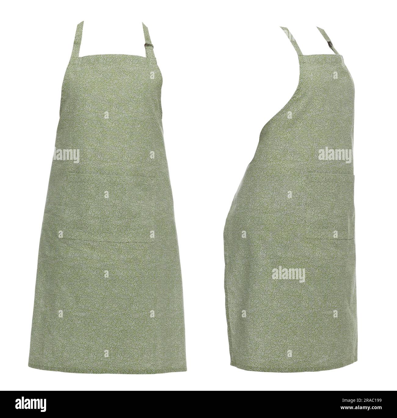 Collage with olive color apron isolated on white, different sides Stock ...