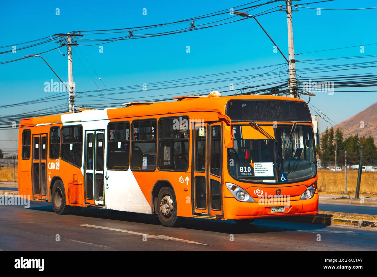 Santiago, Chile - February 28 2023: a public transport Transantiago, or ...