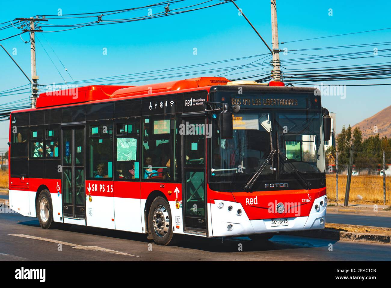 Santiago, Chile - February 28 2023: a public transport Transantiago, or ...