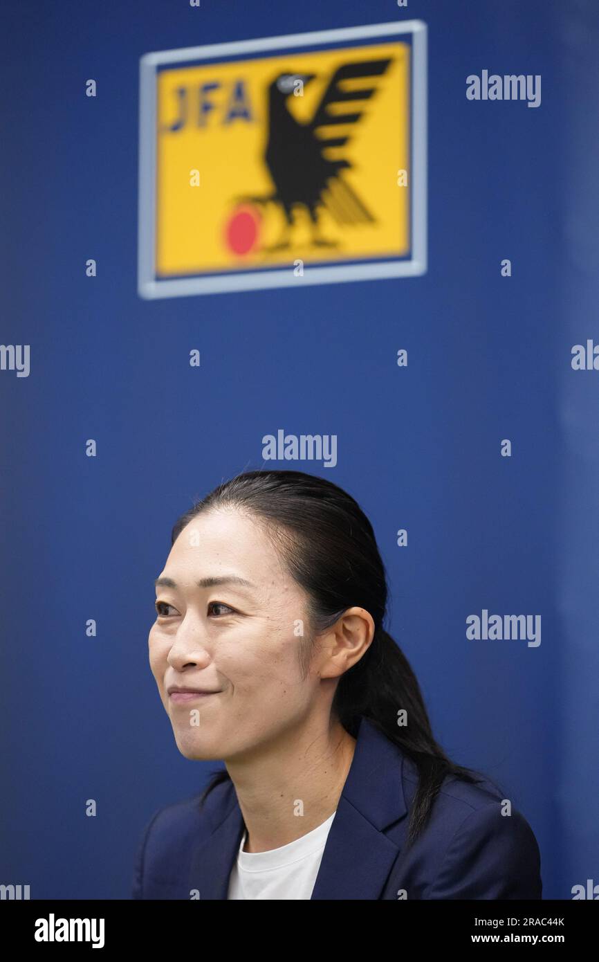 Tokyo, Japan. 2nd July, 2023. Referee Yoshimi Yamashita speak to the media at the Japan Football ...