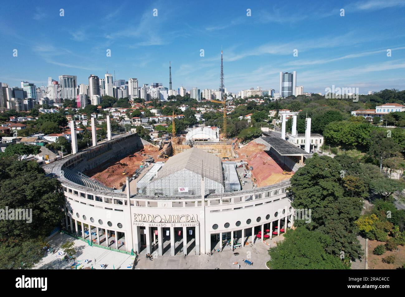 SAO PAULO, BRAZIL: June 23, 2023: Pacaembu Stadium aerial view Stock ...