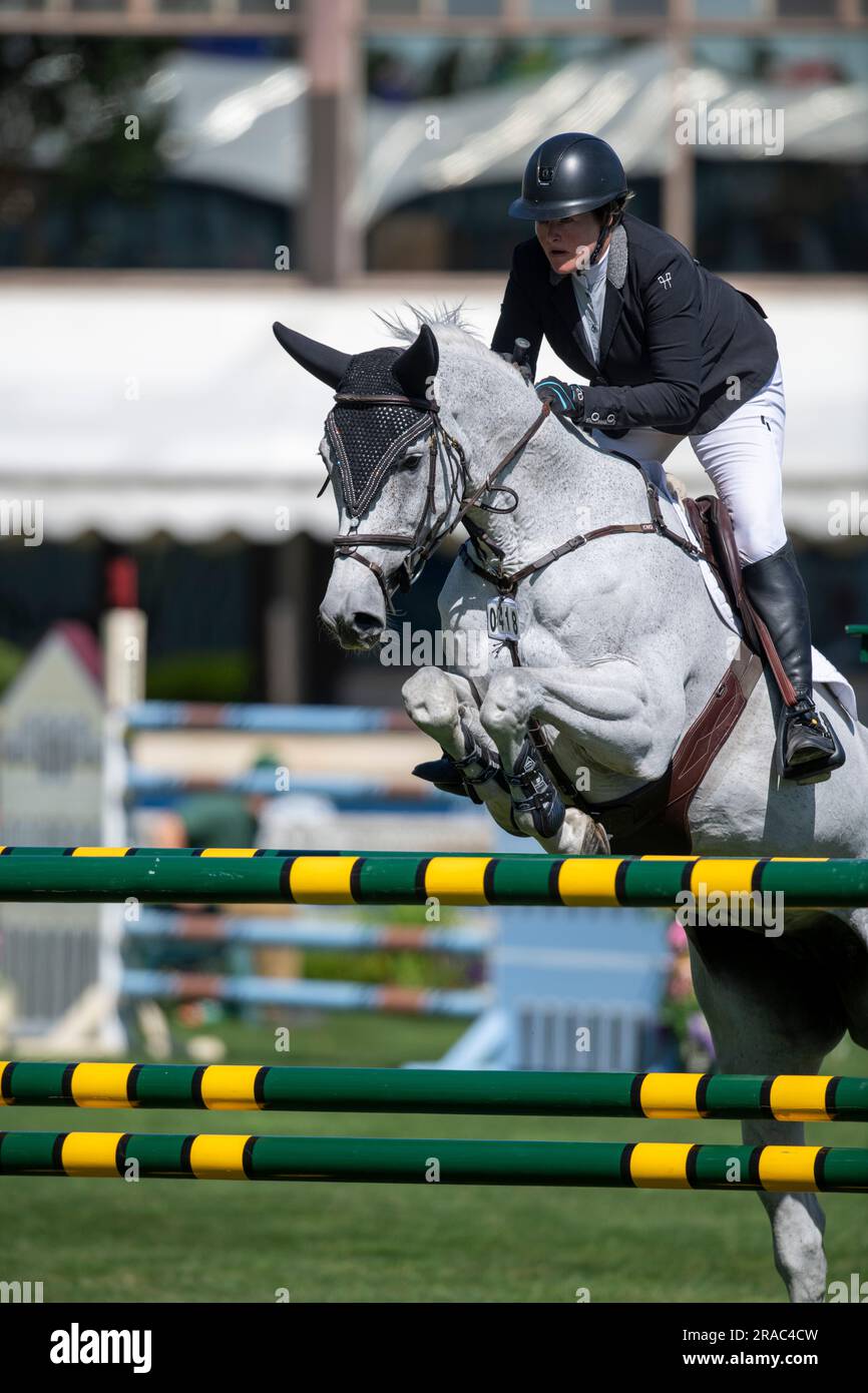Calgary, Alberta, Canada, 2 July 2023. Shauna Cook (CAN) riding Caya ...