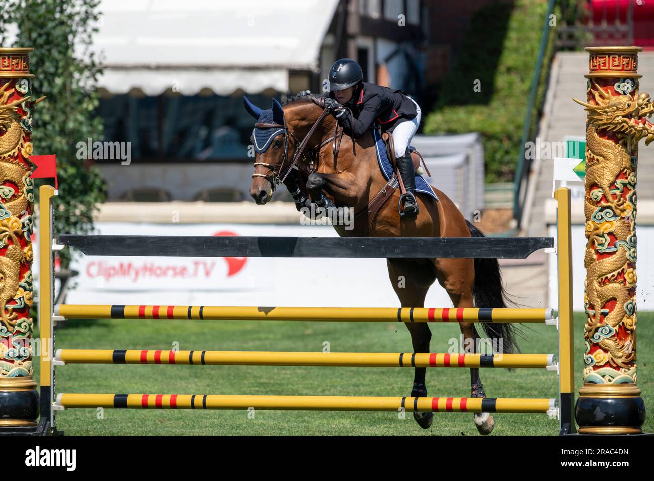 Calgary, Alberta, Canada, 2 July 2023. Vanessa Mannix (CAN) riding ...