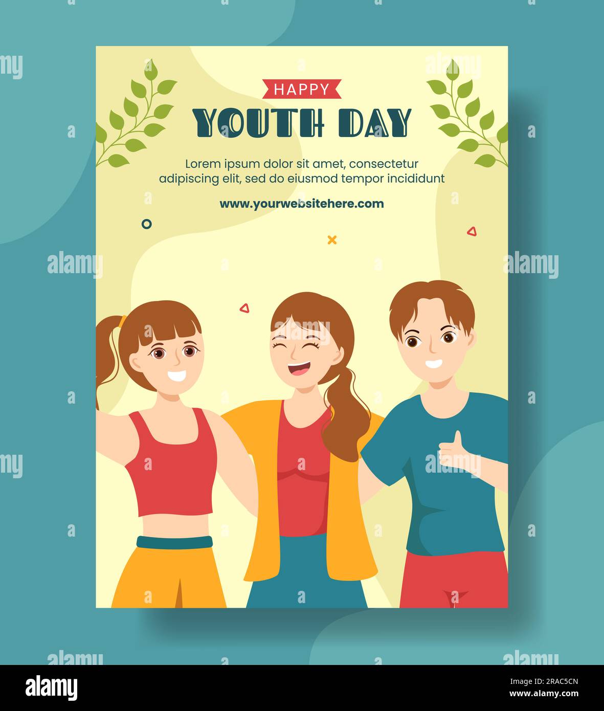 International Youth Day Vertical Poster Flat Cartoon Hand Drawn ...