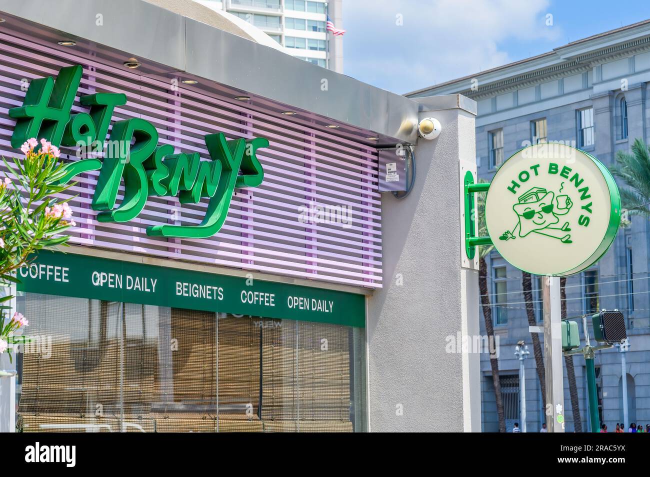 NEW ORLEANS, LA, USA - JULY 2, 2023: Hot Benny's Beignets and Coffee on ...