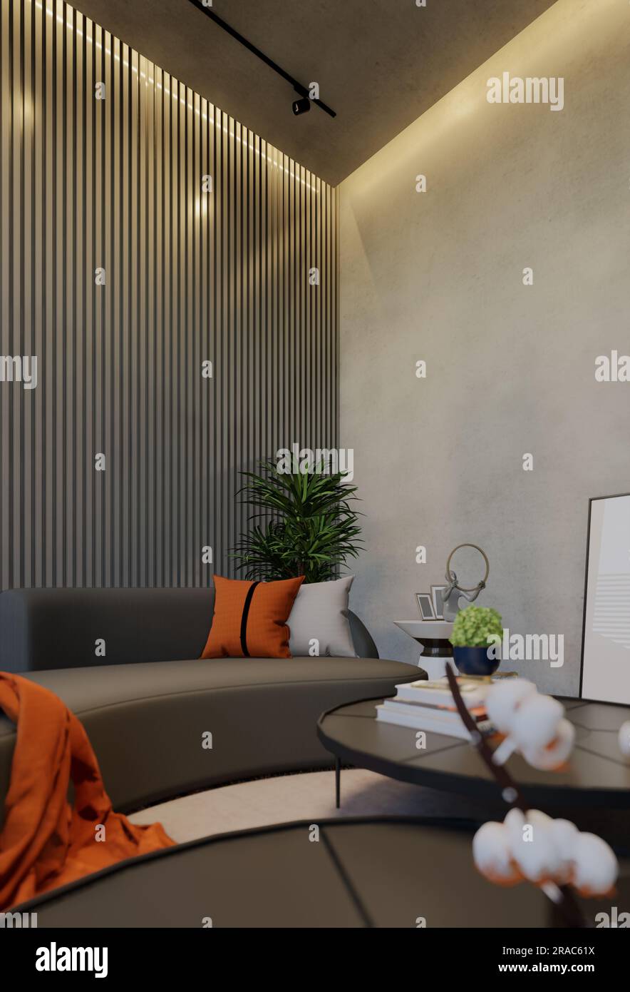 Modern living room interior design contemporary, with natural tones on ...