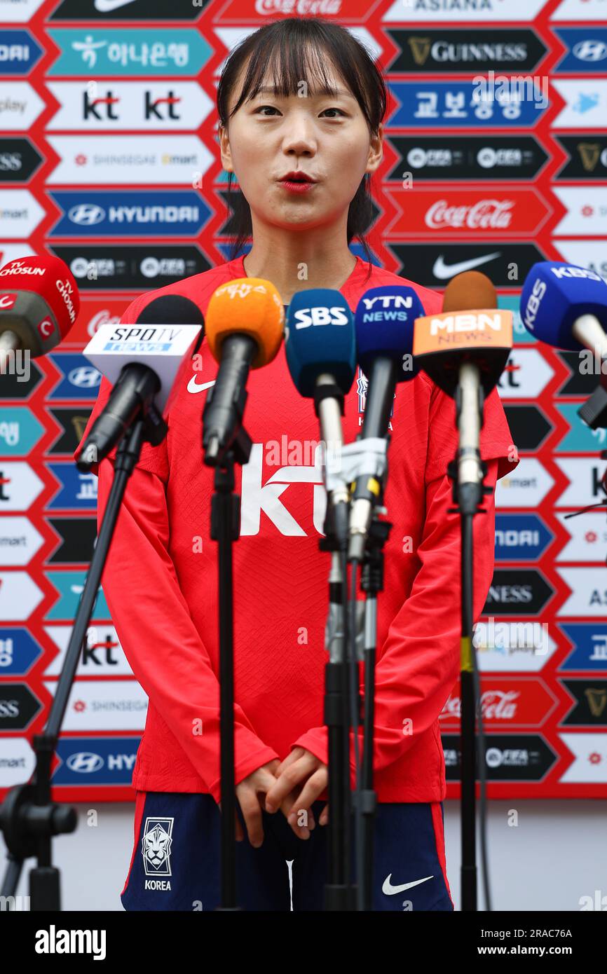 03rd July, 2023. S. Korean women train ahead of World Cup Jang Sel-gi ...