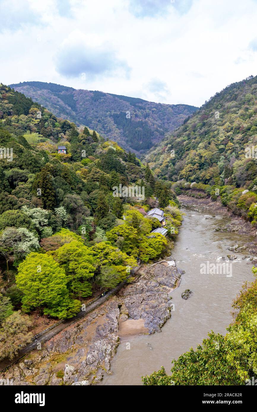 2023, Hozukyo gorge and Hozu river viewed from Kameyama park ...