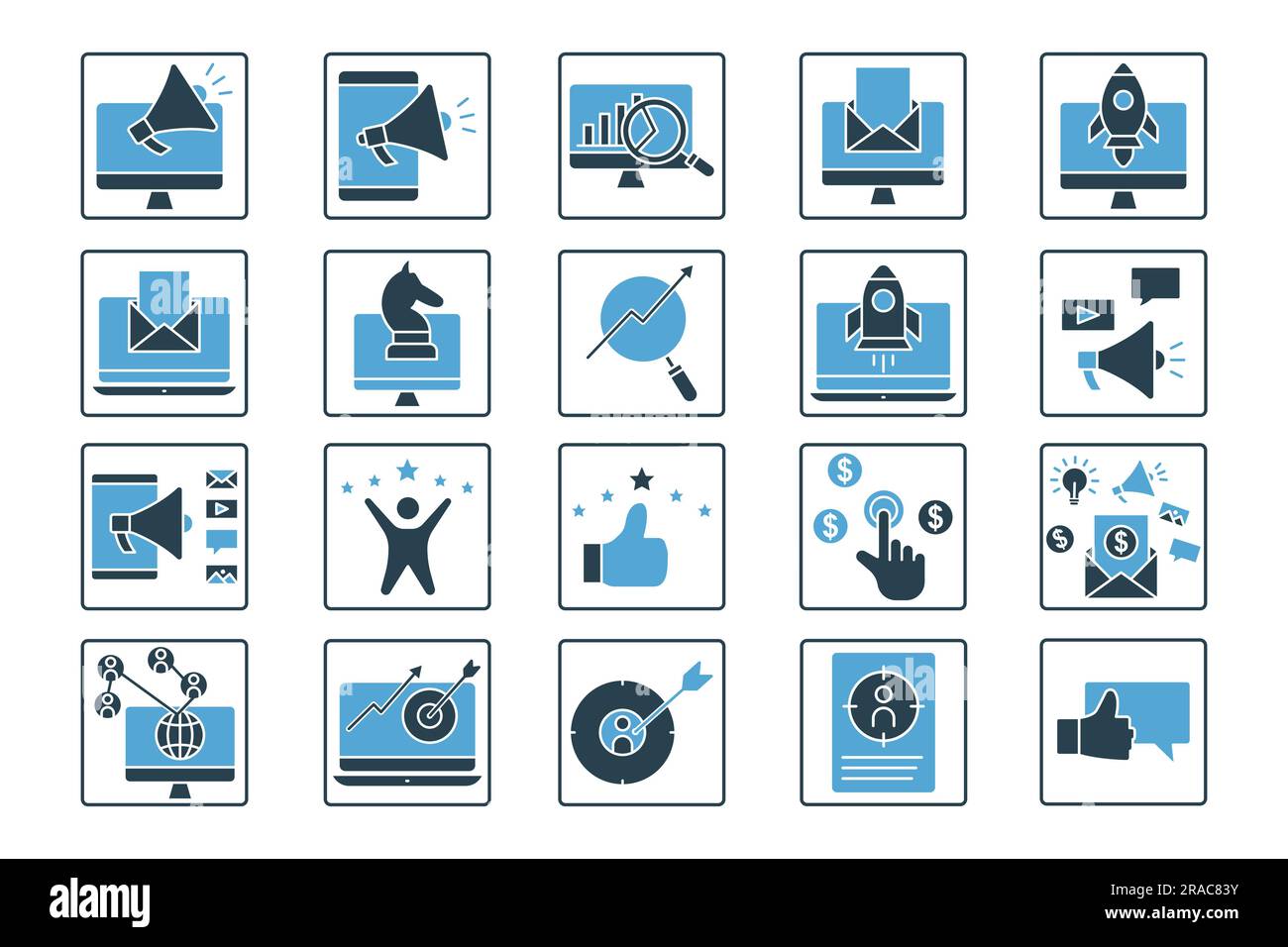 Digital marketing set icon. Contains analyst icons, email marketing ...