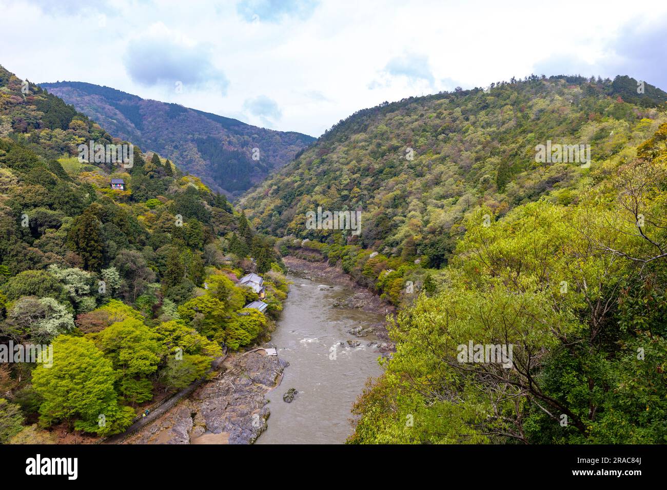 2023, Hozukyo gorge and Hozu river viewed from Kameyama park ...